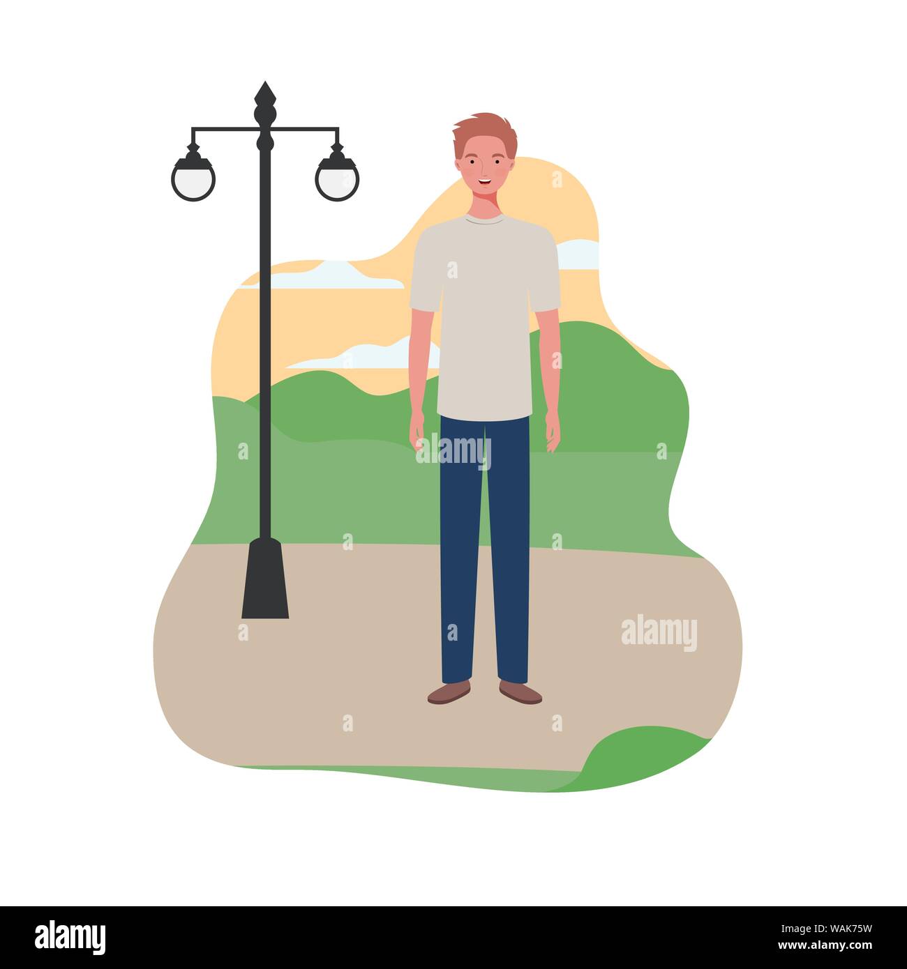 young man standing with landscape background Stock Vector Image & Art ...