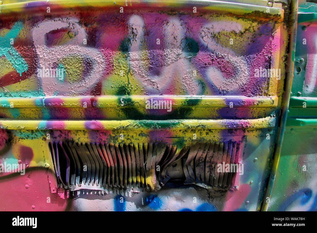 Old abandoned bus covered in graffiti, Washtucna, Washington State ...