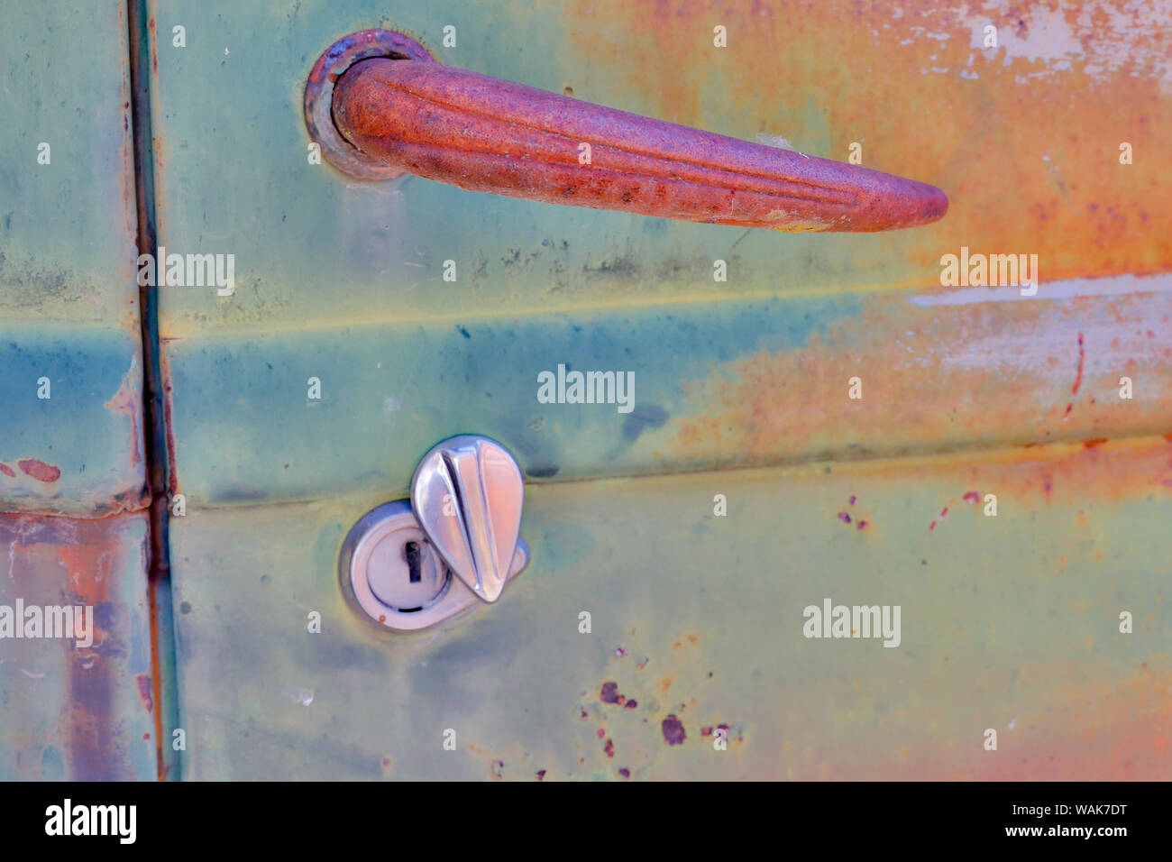 Handle on old truck detail in Sprague, Washington State Stock Photo - Alamy