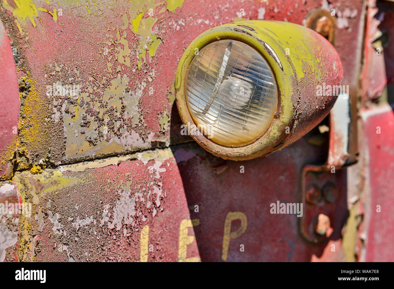 Headlight on old truck detail in Sprague, Washington State Stock Photo ...