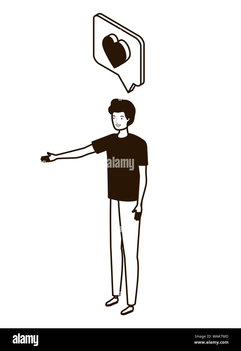 man standing with speech bubble on white background Stock Vector Image ...