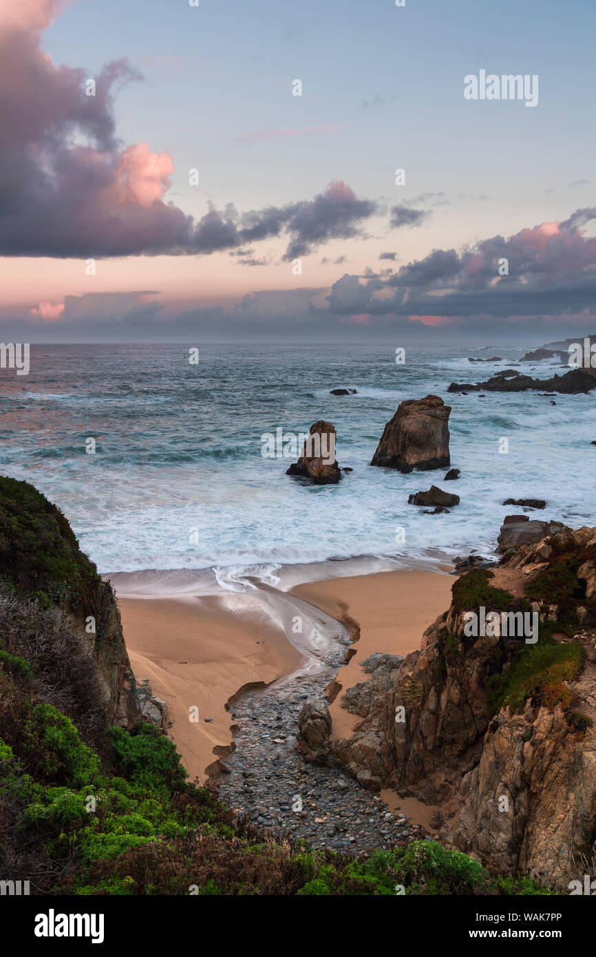 Stream flowing into the Pacific Ocean at Soberanes Point with the ...