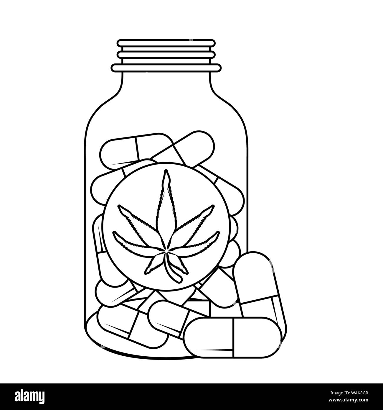 cannabis martihuana sativa hemp cartoon in black and white Stock Vector ...