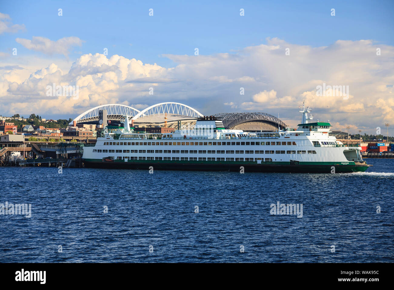 Washington State ferry 'Wenatchee' at ferry dock just south of downtown ...