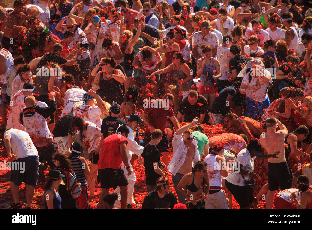 Tomato Fight, courtyard at Pyramid Alehouse, Seattle, Washington State ...