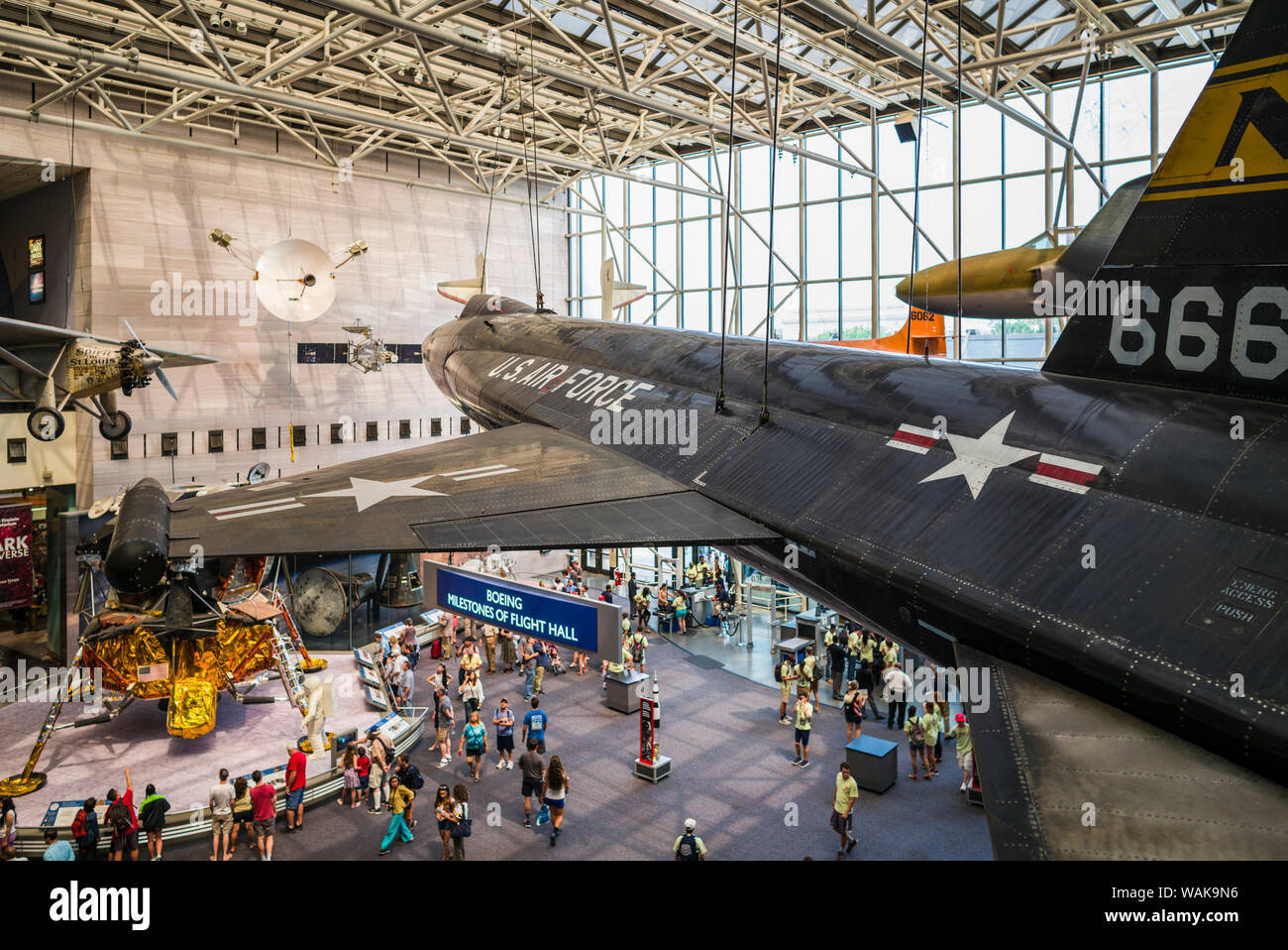 USA, Washington D.C. National Air and Space Museum, elevated lobby view ...