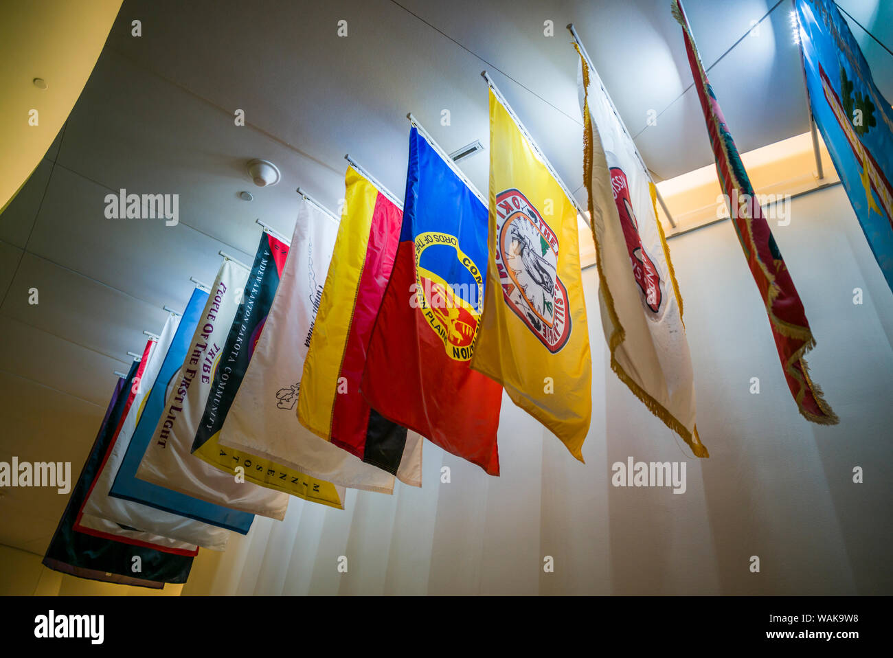 USA, Washington D.C. National Museum of the American Indian, flags of ...