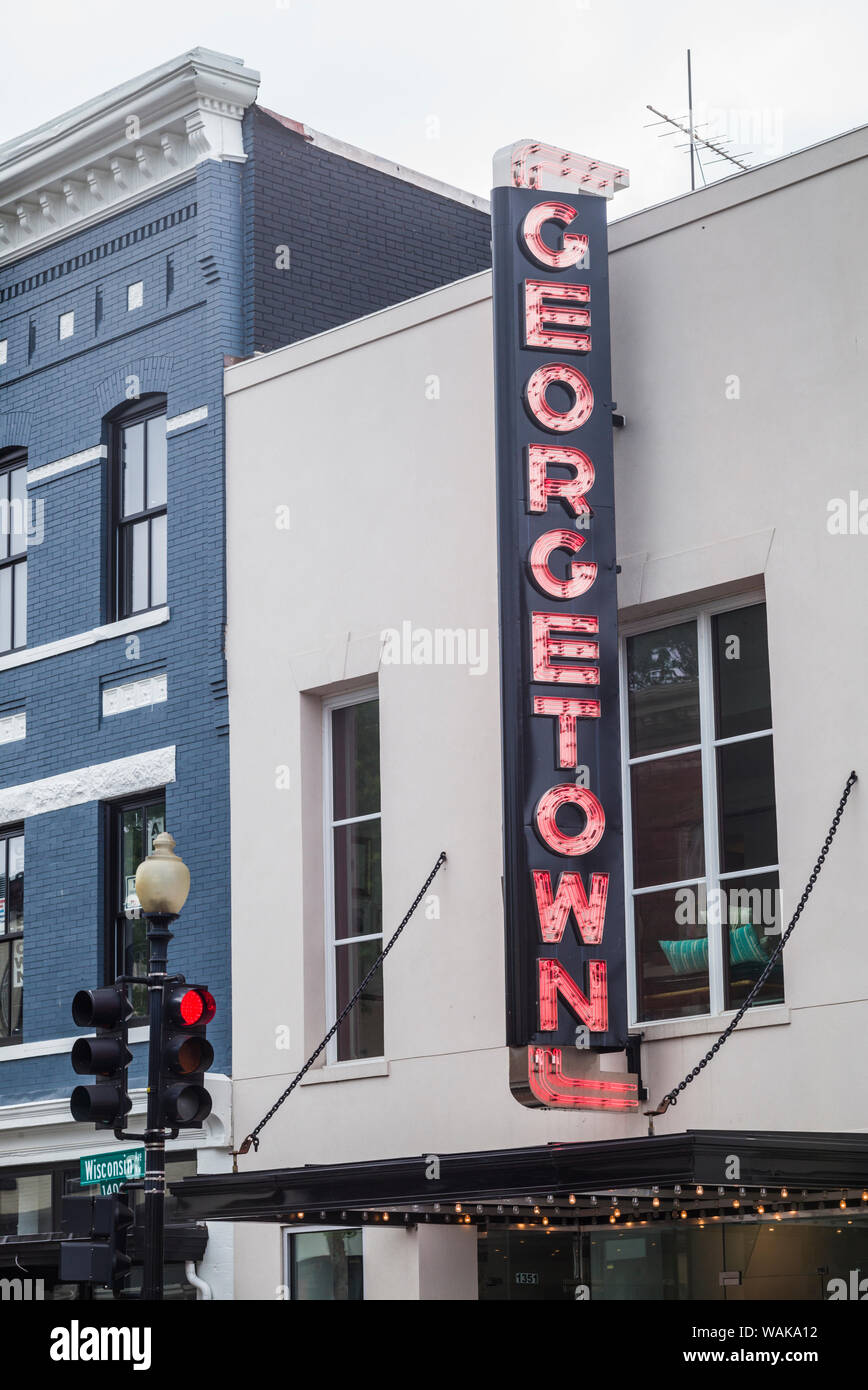 USA, Washington D.C. Georgetown. neon sign for the Georgetown theater ...