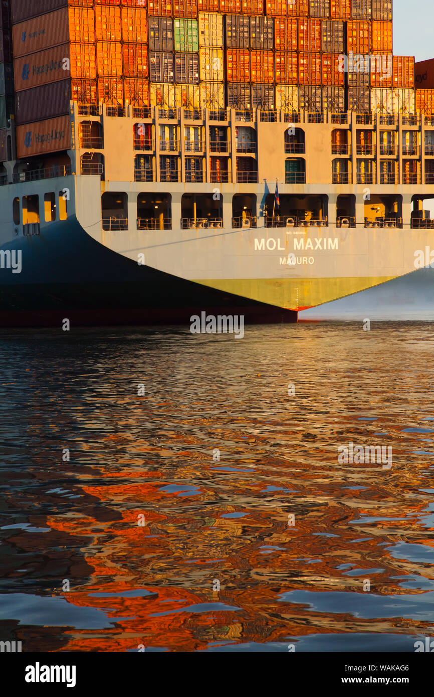 USA, Georgia, Savannah. Cargo ship entering the port Stock Photo - Alamy