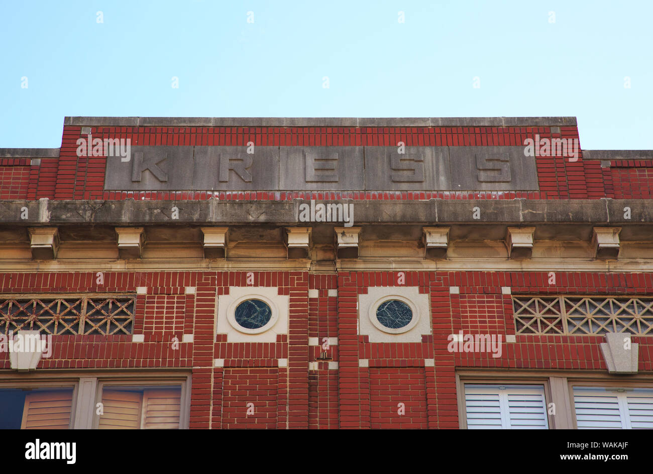 USA, Georgia, Savannah. Architectural detail on the historic Kress ...