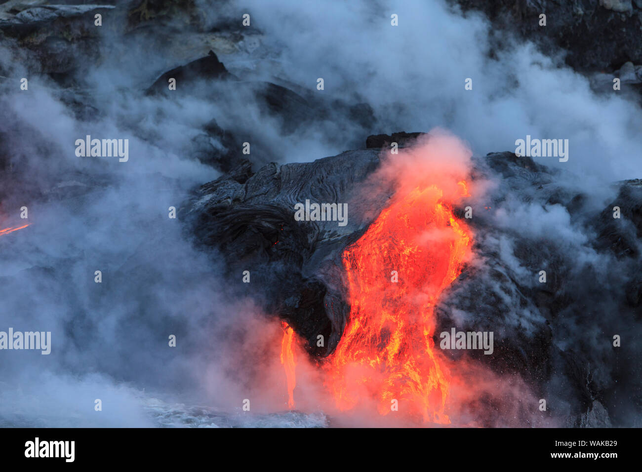 Kilauea lava flow near former town of Kalapana, Big Island, Hawaii, USA ...
