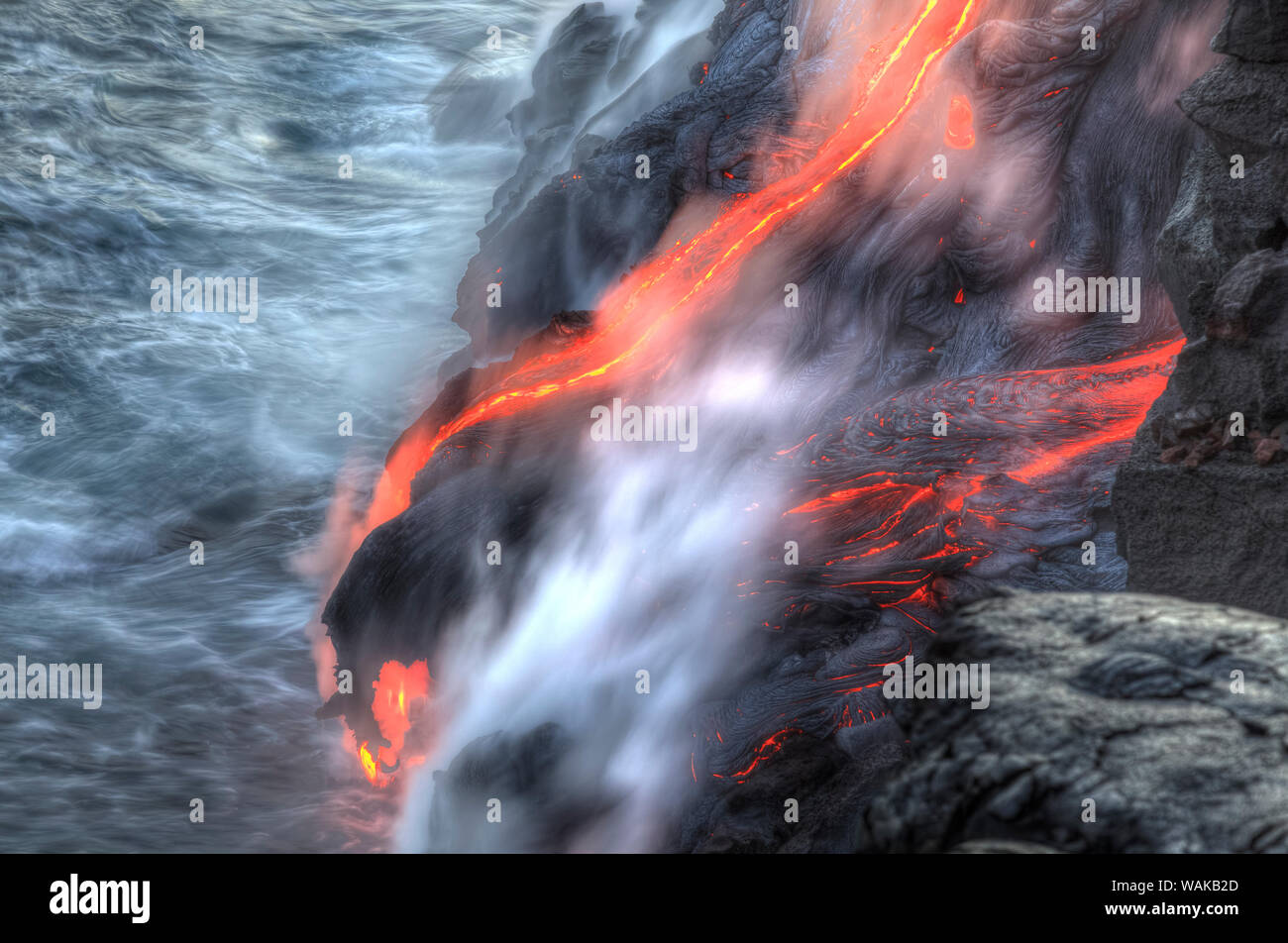 Kilauea lava flow near former town of Kalapana, Big Island, Hawaii, USA ...