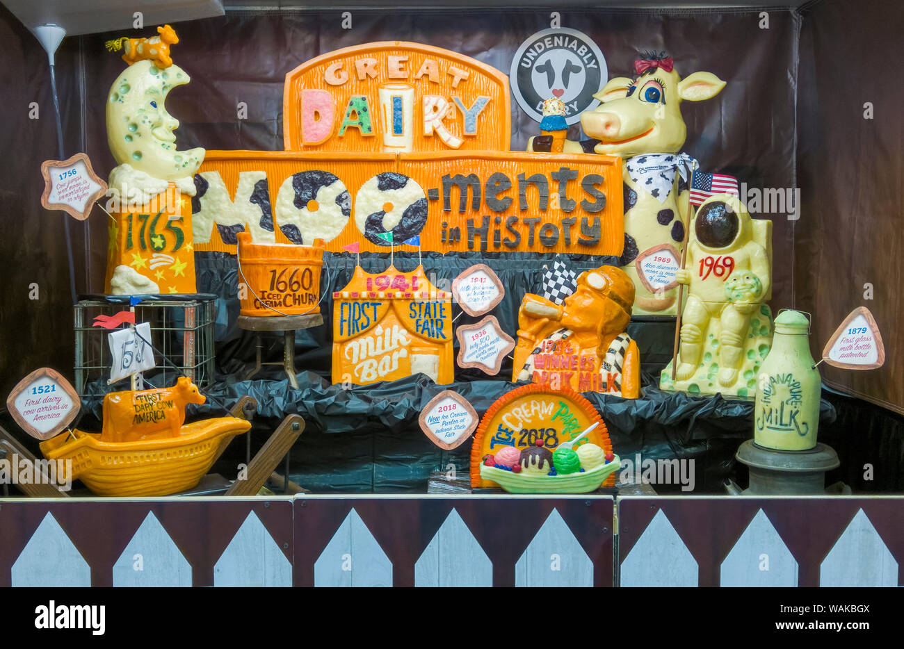 USA, Indiana, Indianapolis. Cheese sculpture made from 930 pounds of ...
