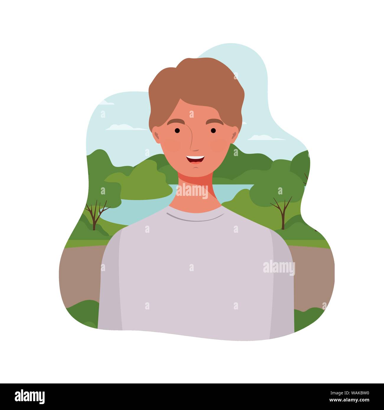 young man with landscape background Stock Vector Image & Art - Alamy