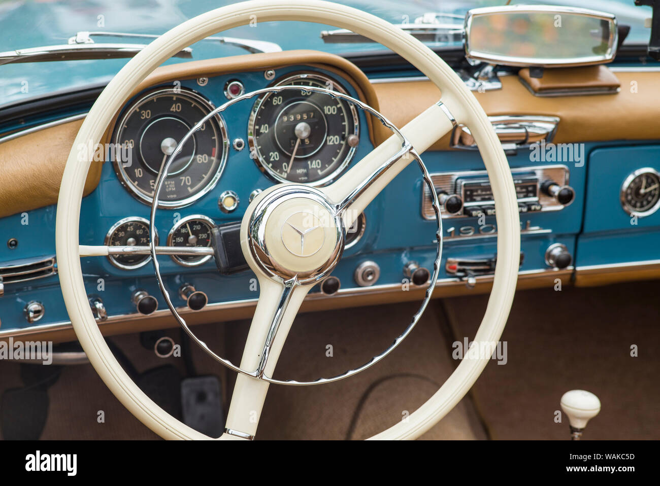 USA, Massachusetts, Beverly. Antique cars, 1960's Mercedes 190SL ...