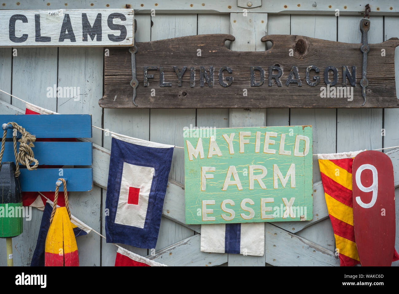 USA, Massachusetts, Cape Ann, Essex. Antique signs Stock Photo - Alamy