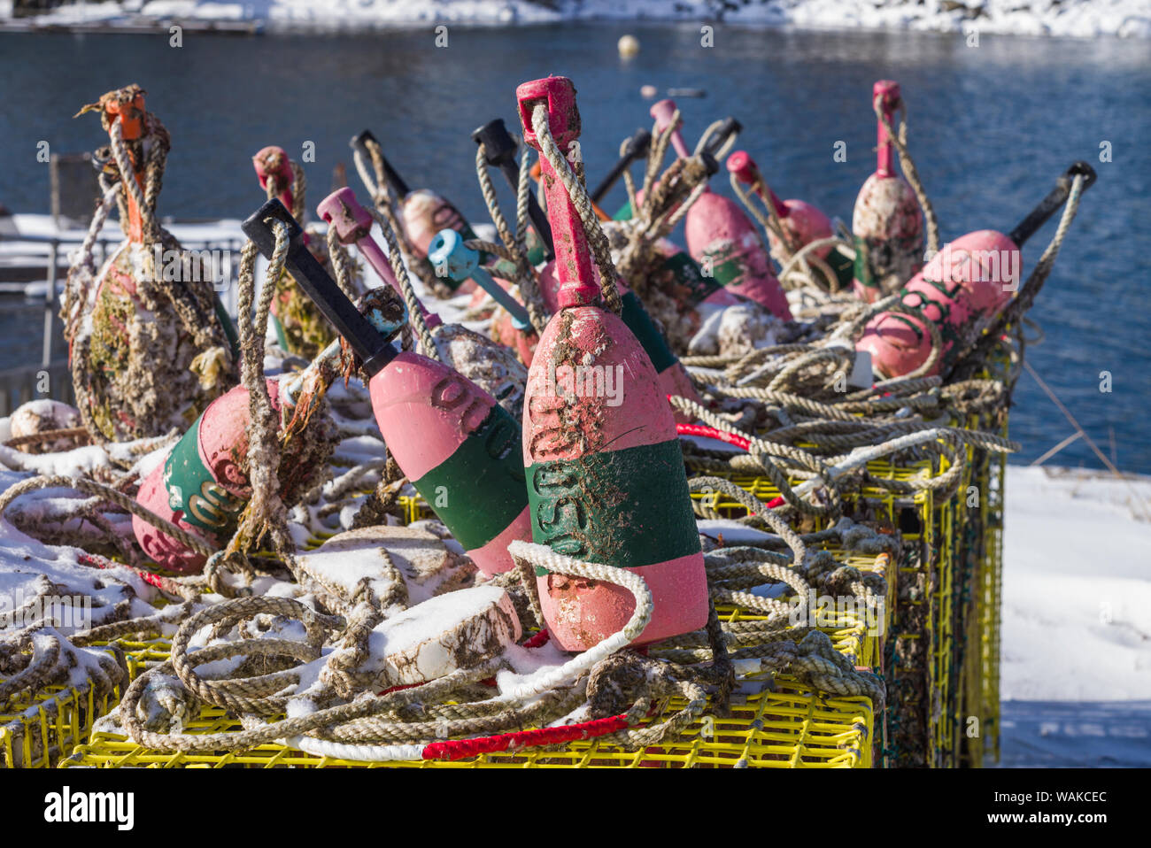 USA, Massachusetts, Cape Ann, Annisquam. Lobster traps, winter Stock Photo - Alamy