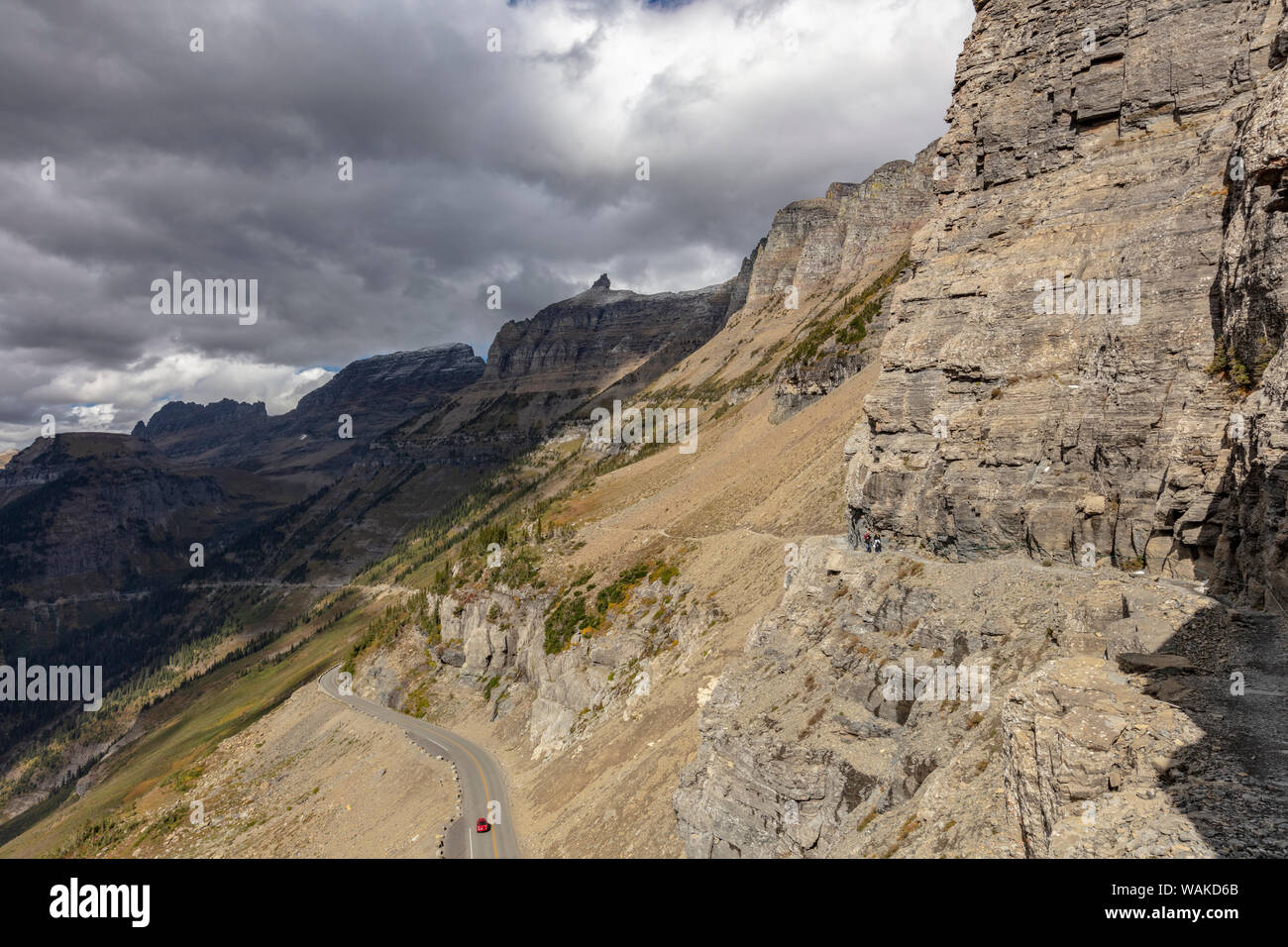 The Narrow section of the Highline Trail above Going to the Sun Road in ...
