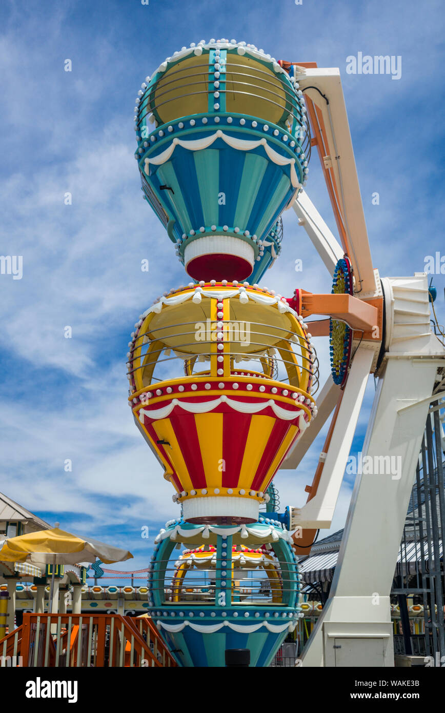 USA, New Jersey, Wildwoods. Wildwood Boardwalk and amusement park ride ...