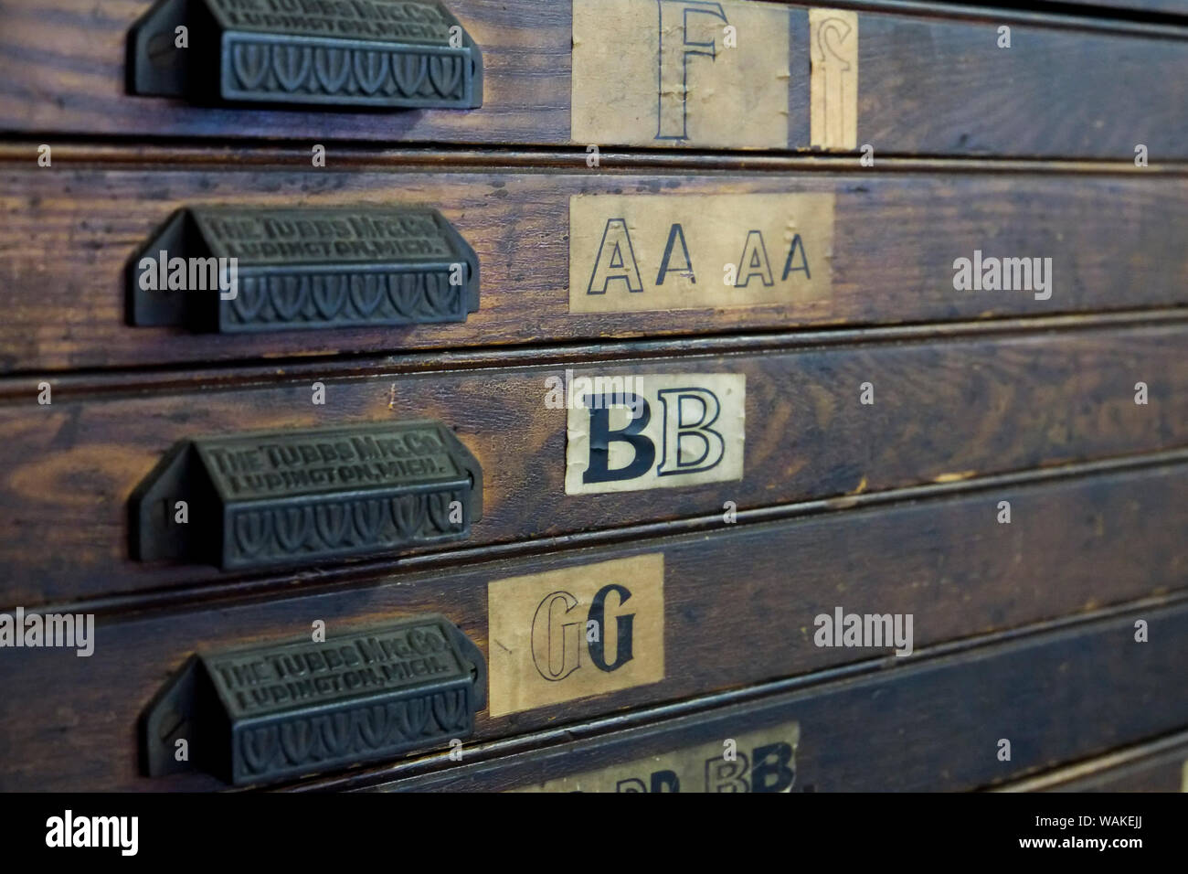 Brooklyn, New York, USA. Old wood press printing shop. (Editorial Use ...