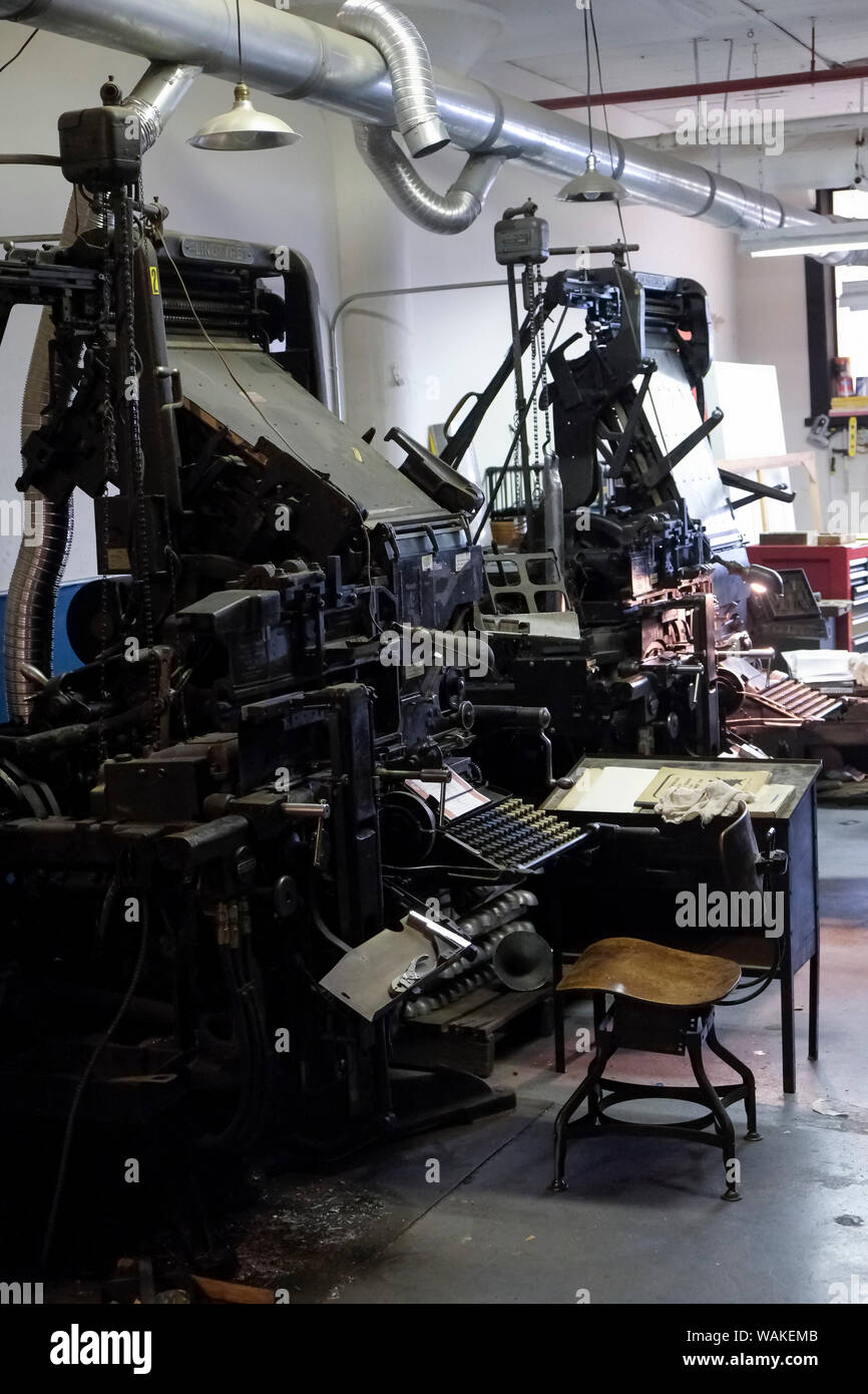 Brooklyn, New York, USA. Old wood press printing shop. (Editorial Use ...