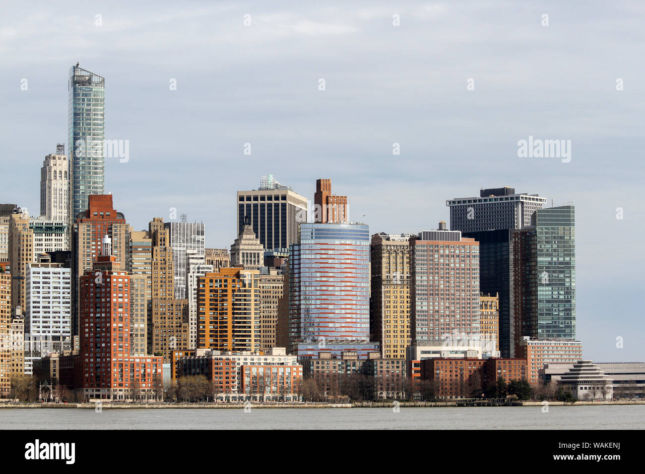 Lower Manhattan buildings seen from the Hudson River, New York, New ...
