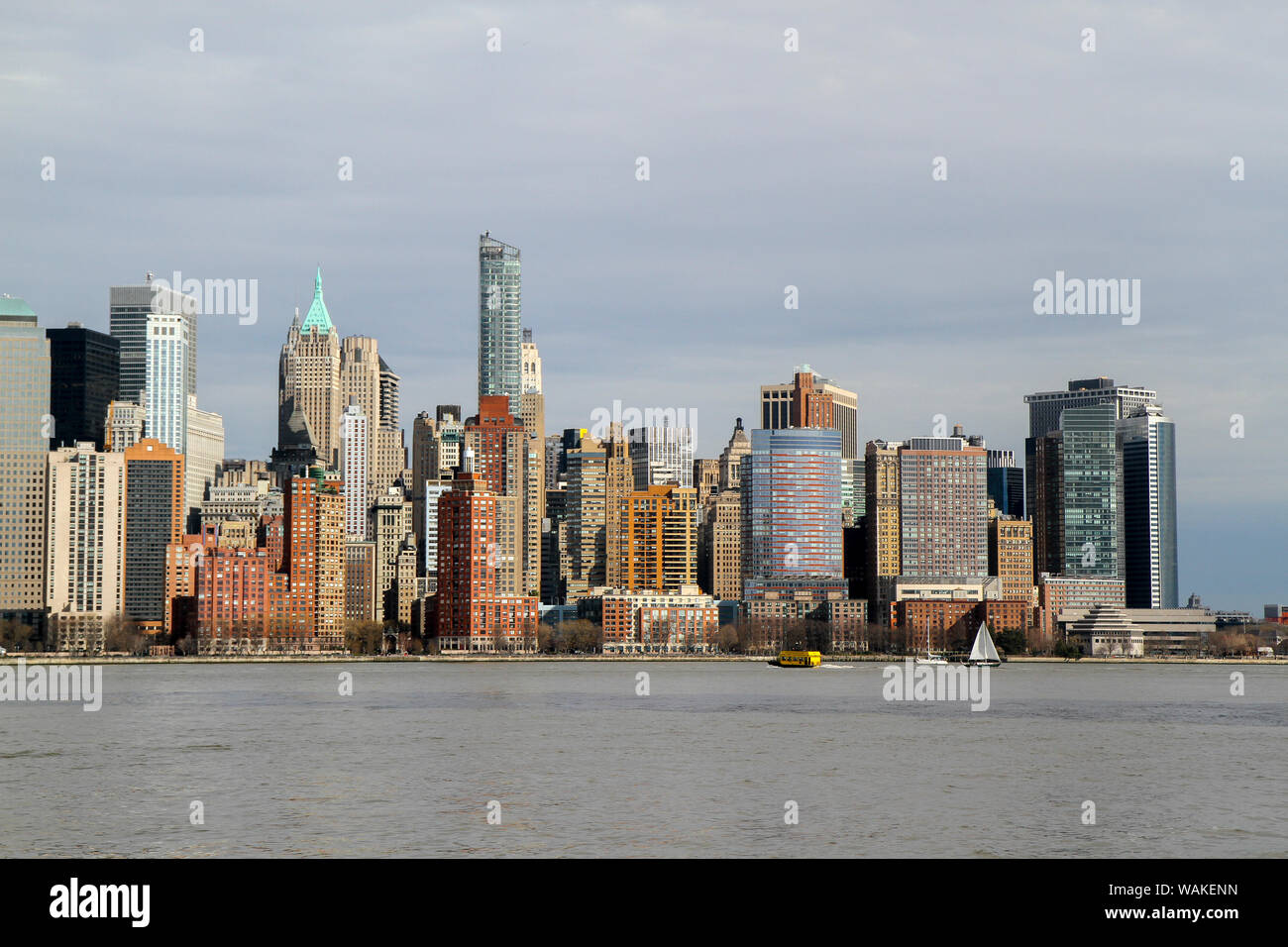 A view across the Hudson River to Lower Manhattan, New York, New York ...