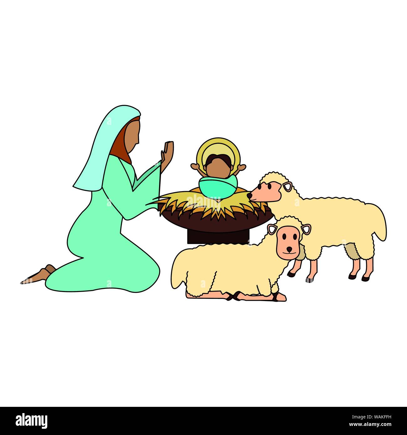 merry christmas nativity christian cartoon Stock Vector Image & Art - Alamy