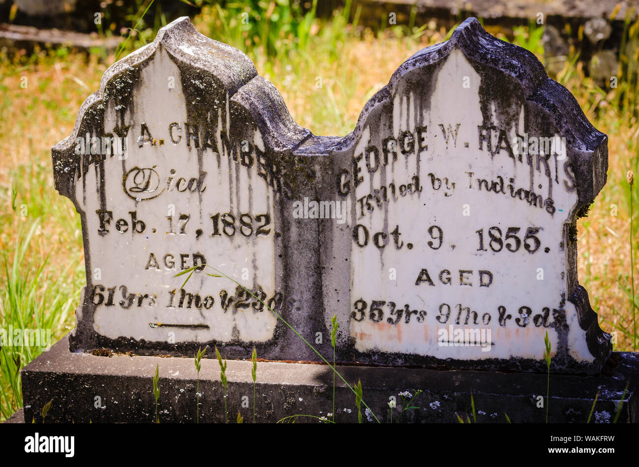 Tombstones in the Jacksonville Cemetery, Jacksonville, Oregon, USA ...
