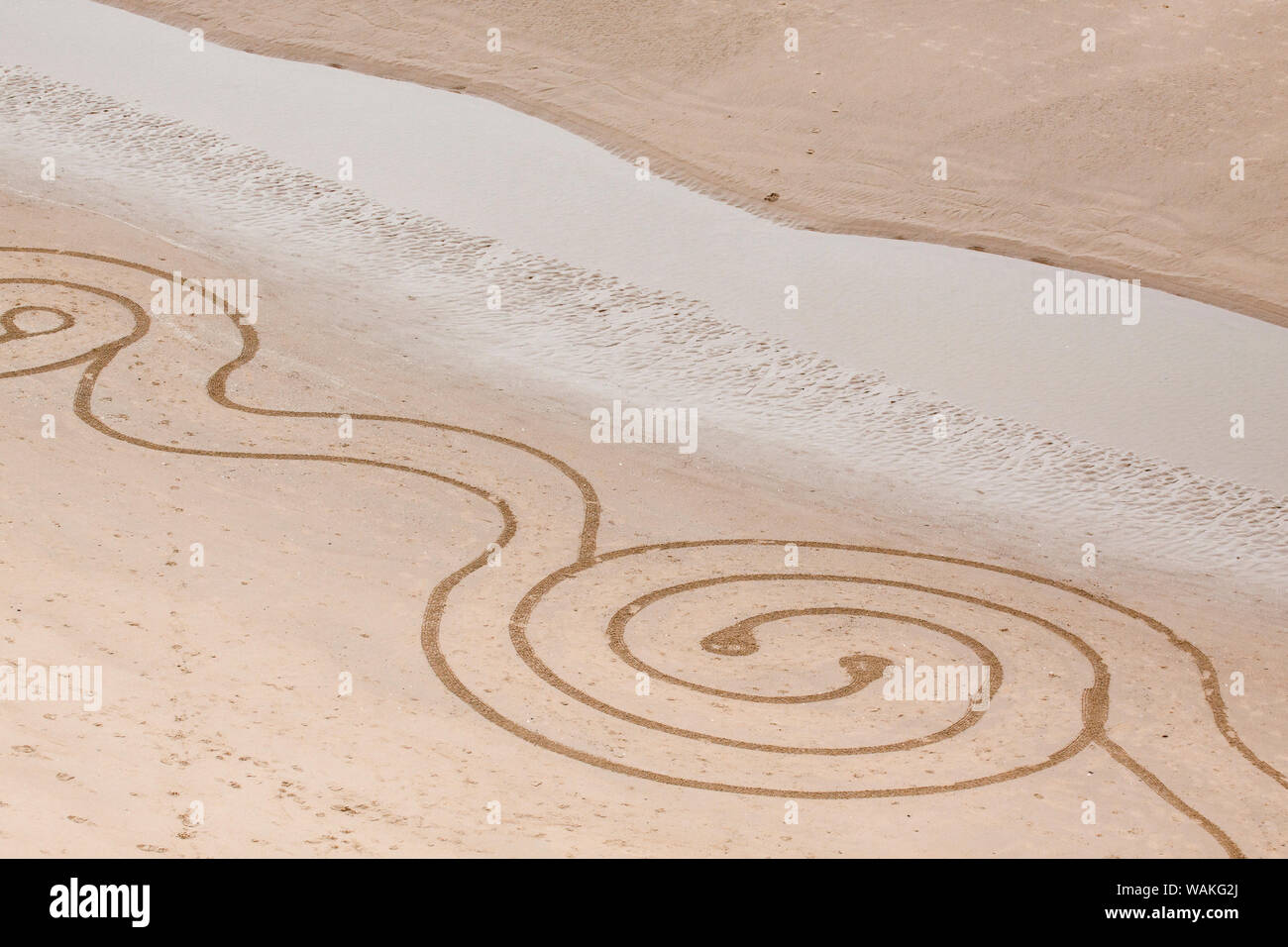 USA, Oregon, Bandon Beach. Geometric drawings in the sand. (PR Stock ...