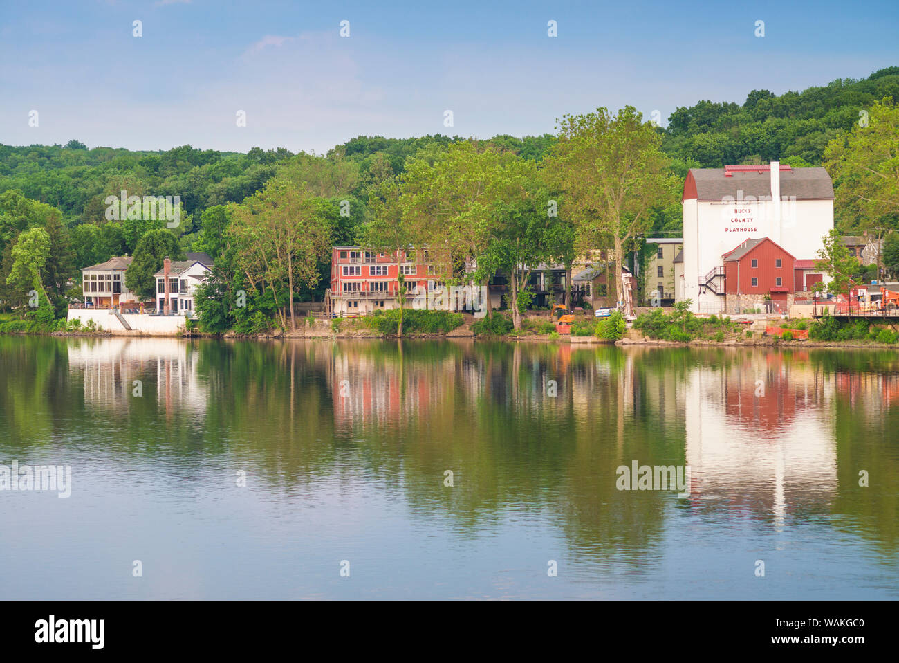 USA, Pennsylvania, New Hope. town view from the Delaware River Stock ...