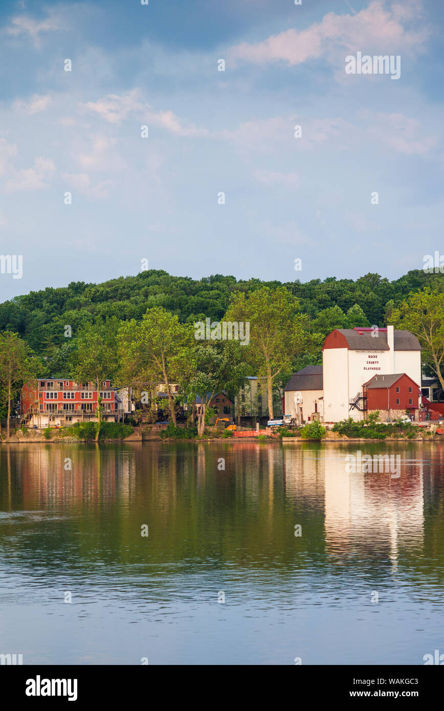 USA, Pennsylvania, New Hope. town view from the Delaware River Stock ...