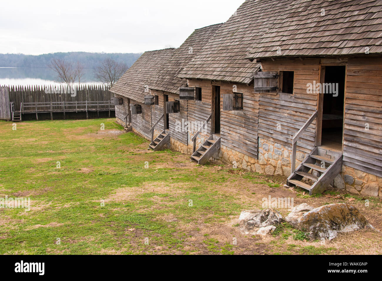 USA, Loudon, Fort Loudoun Historic Park is a reconstruction of the fort ...