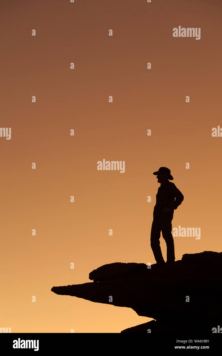 Man standing on rock surveying the view. (MR Stock Photo - Alamy