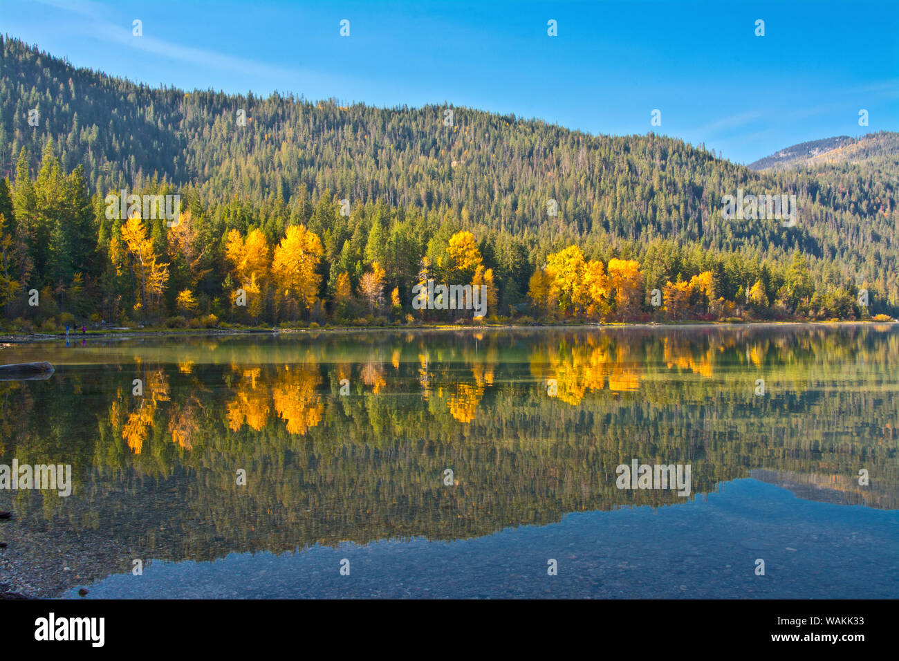 Autumn reflections, Lake Wenatchee, Wenatchee National Forest ...
