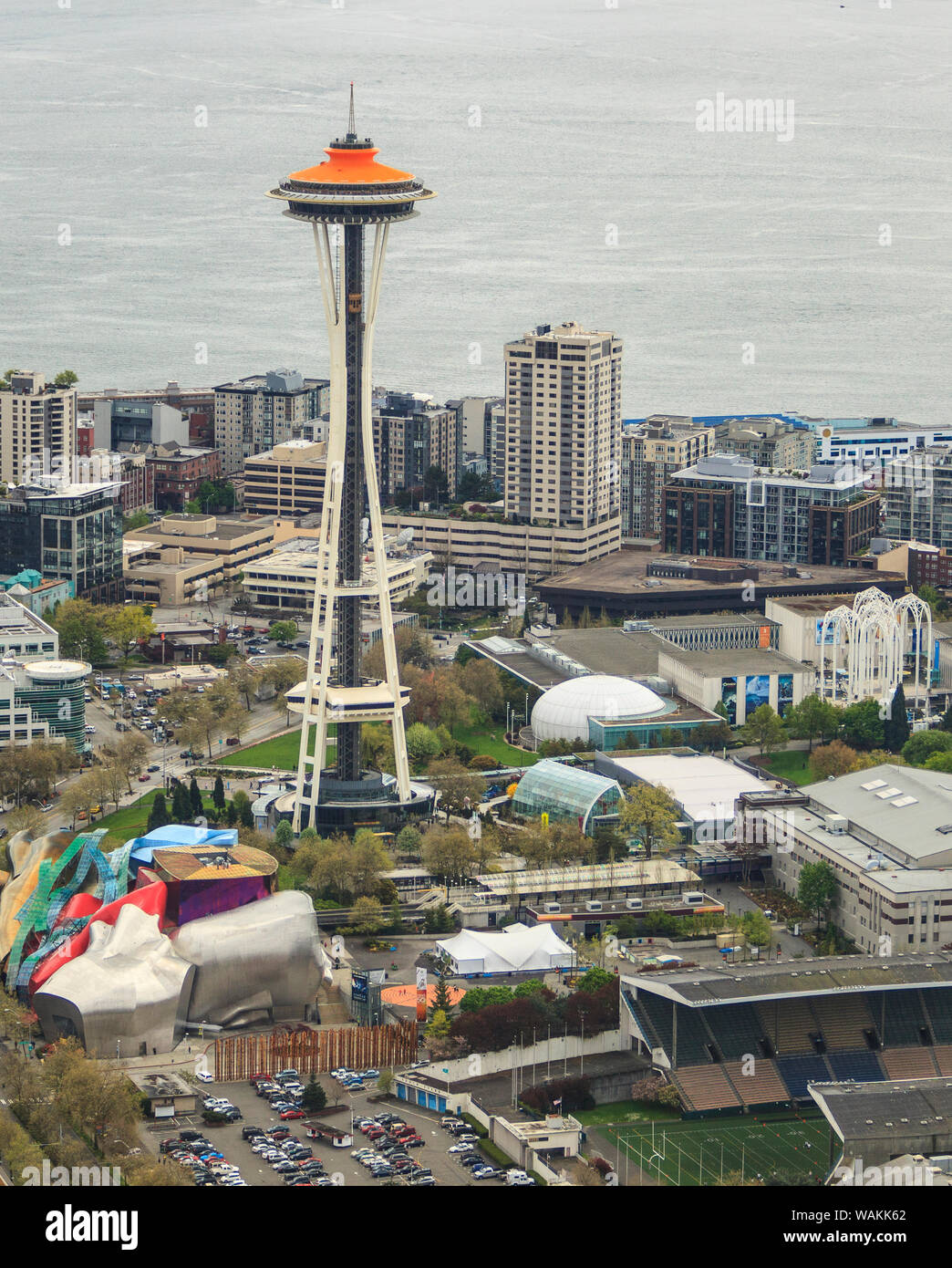 Washington State, USA. 2012 aerial view of the Seattle Center and ...