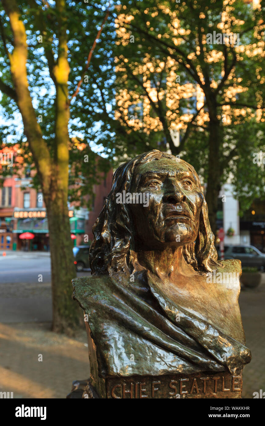 Bust of Chief Seattle (Sealth) Pioneer Square, historical area, Seattle ...