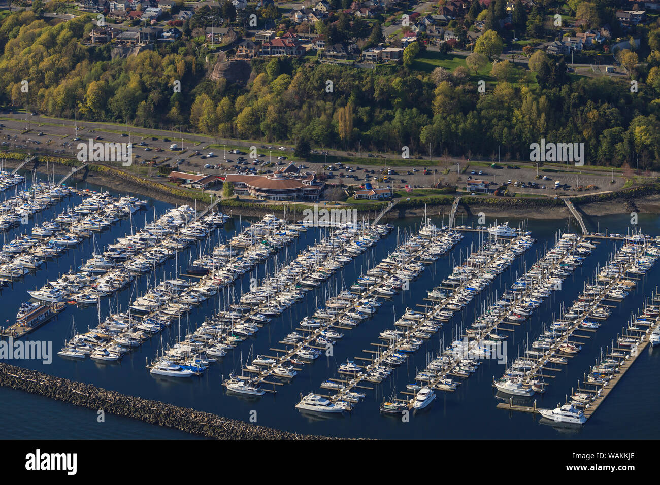 Aerial View of Shilshole Marina, Ballard area, Seattle, Washington ...