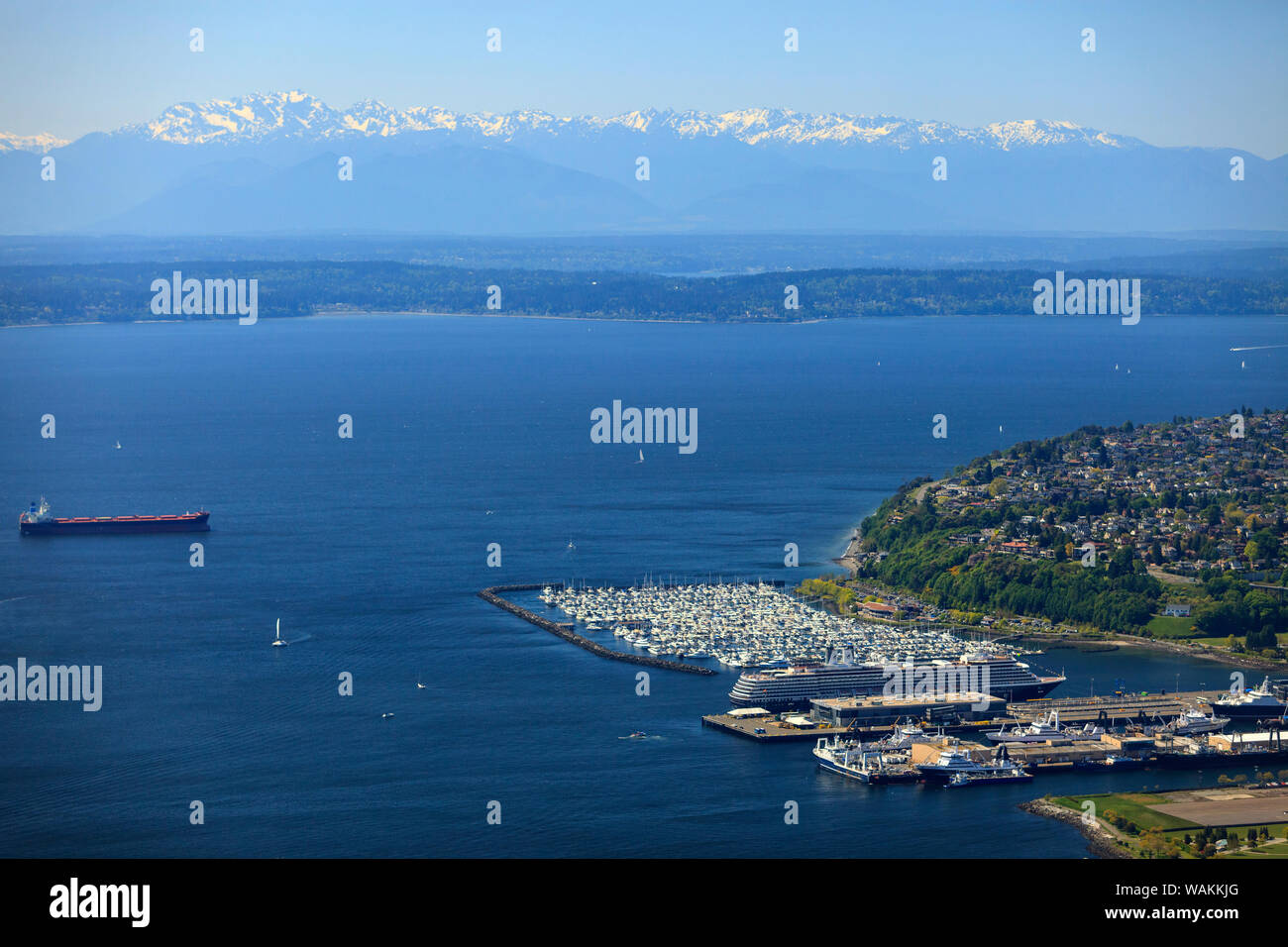 Aerial View of a northwestern section of Seattle, Washington State, USA ...