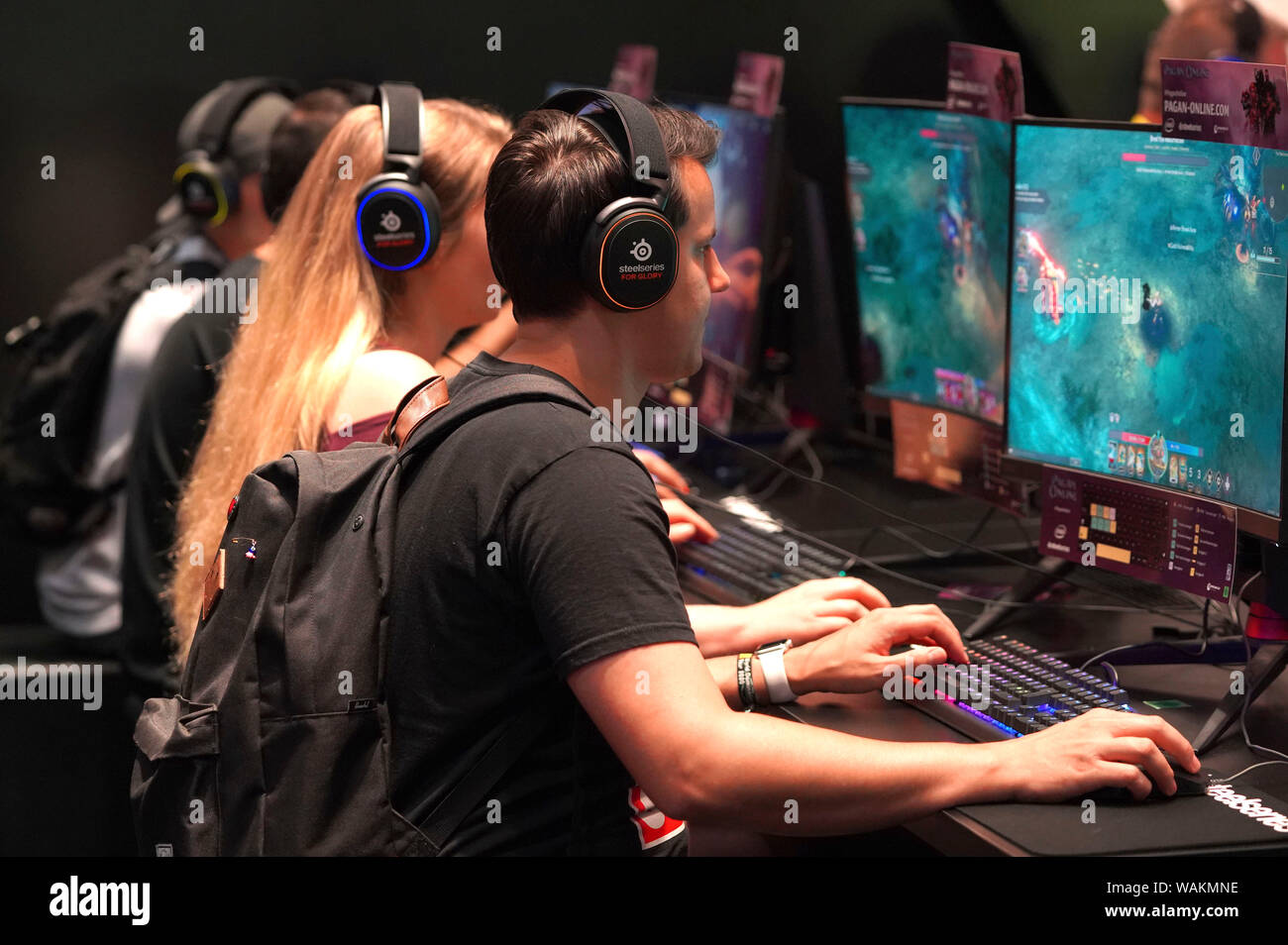 Cologne, Deutschland. 20th Aug, 2019. Gamer at the opening of the world ...