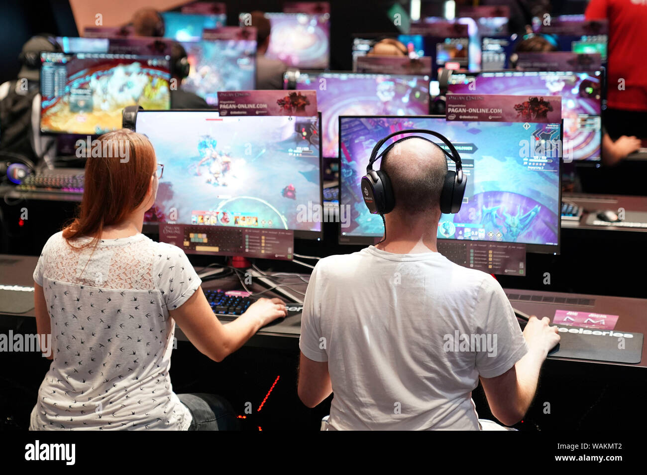 Cologne, Deutschland. 20th Aug, 2019. Gamer at the opening of the world ...