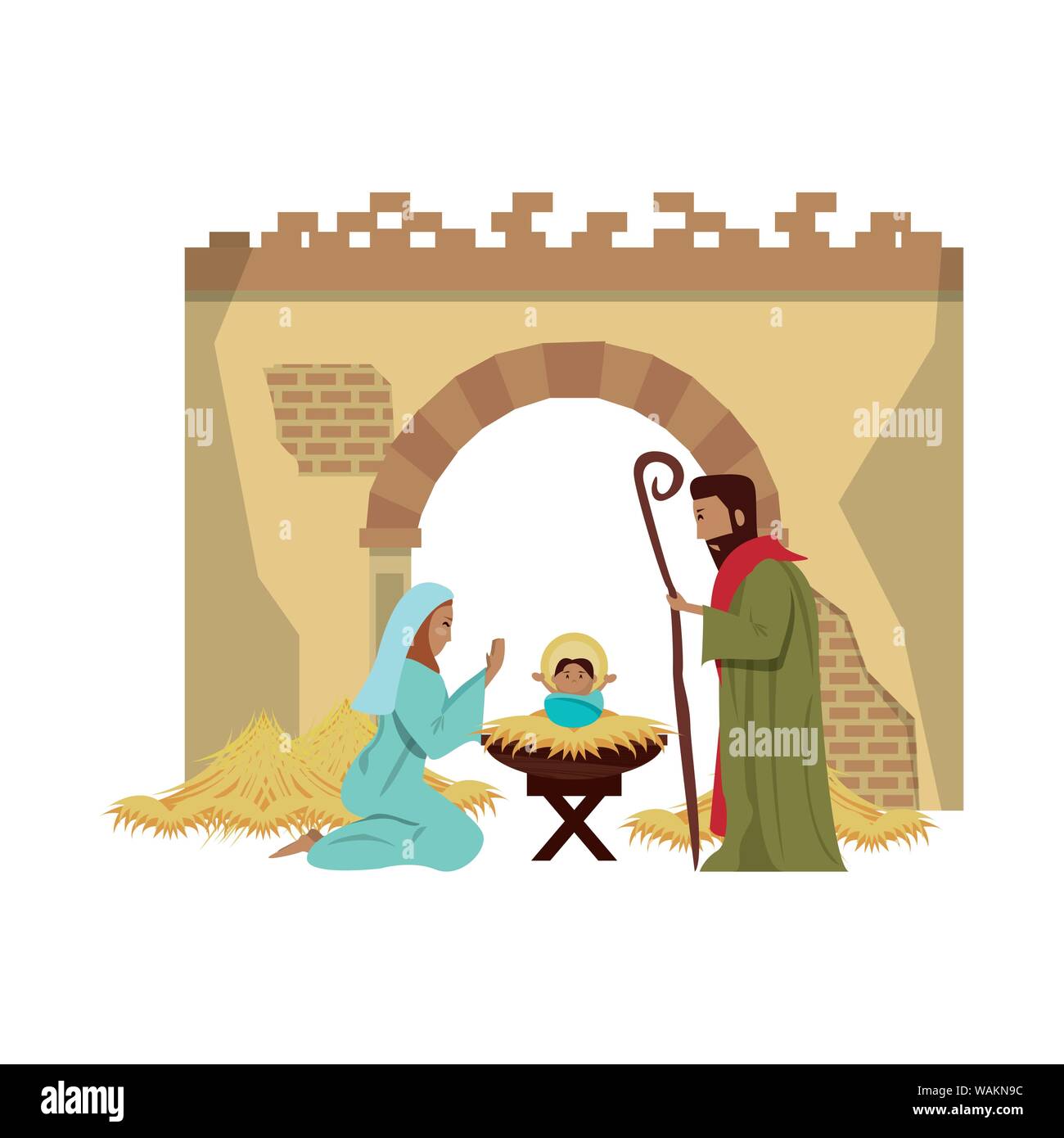 merry christmas nativity christian cartoon Stock Vector Image & Art - Alamy