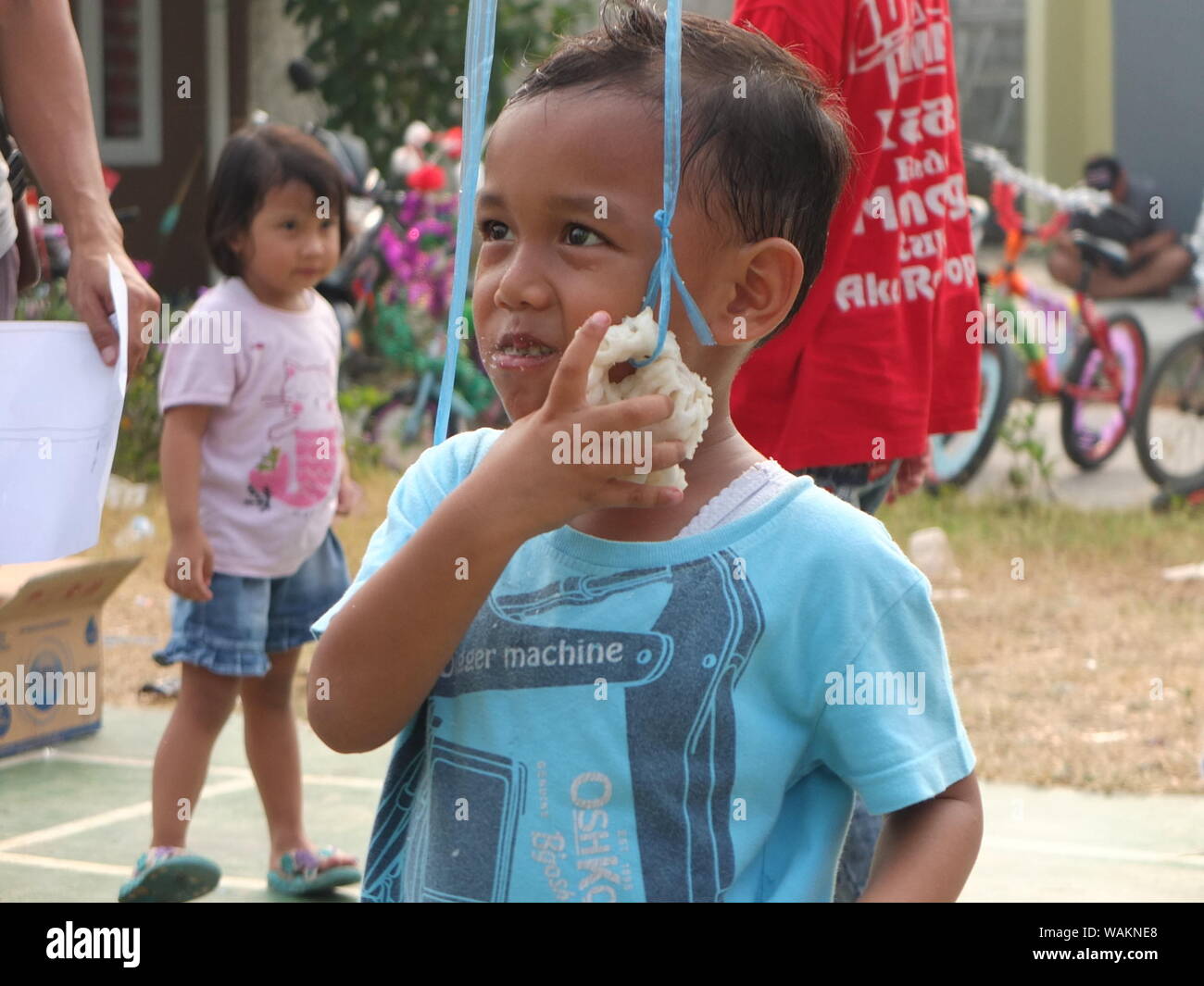 children's crackers eating competition, celebration of Indonesia's 74th ...