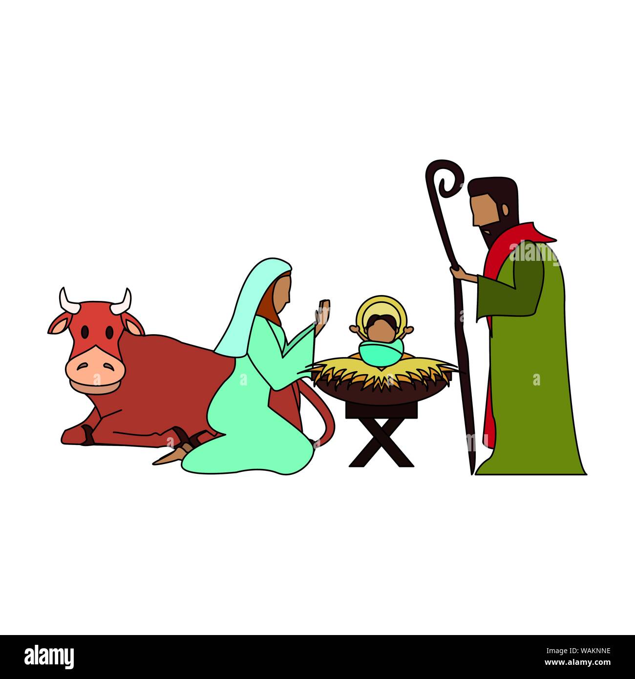 merry christmas nativity christian cartoon Stock Vector Image & Art - Alamy