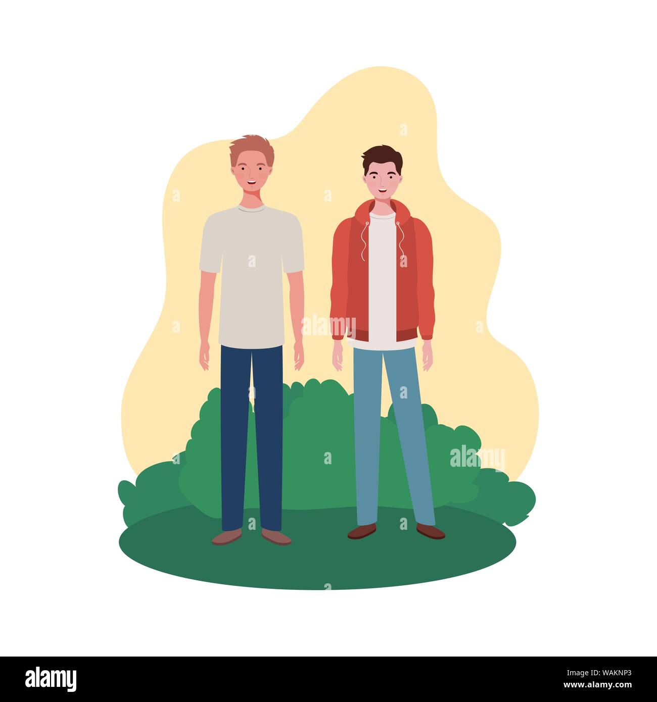 young men standing with landscape background Stock Vector Image & Art ...