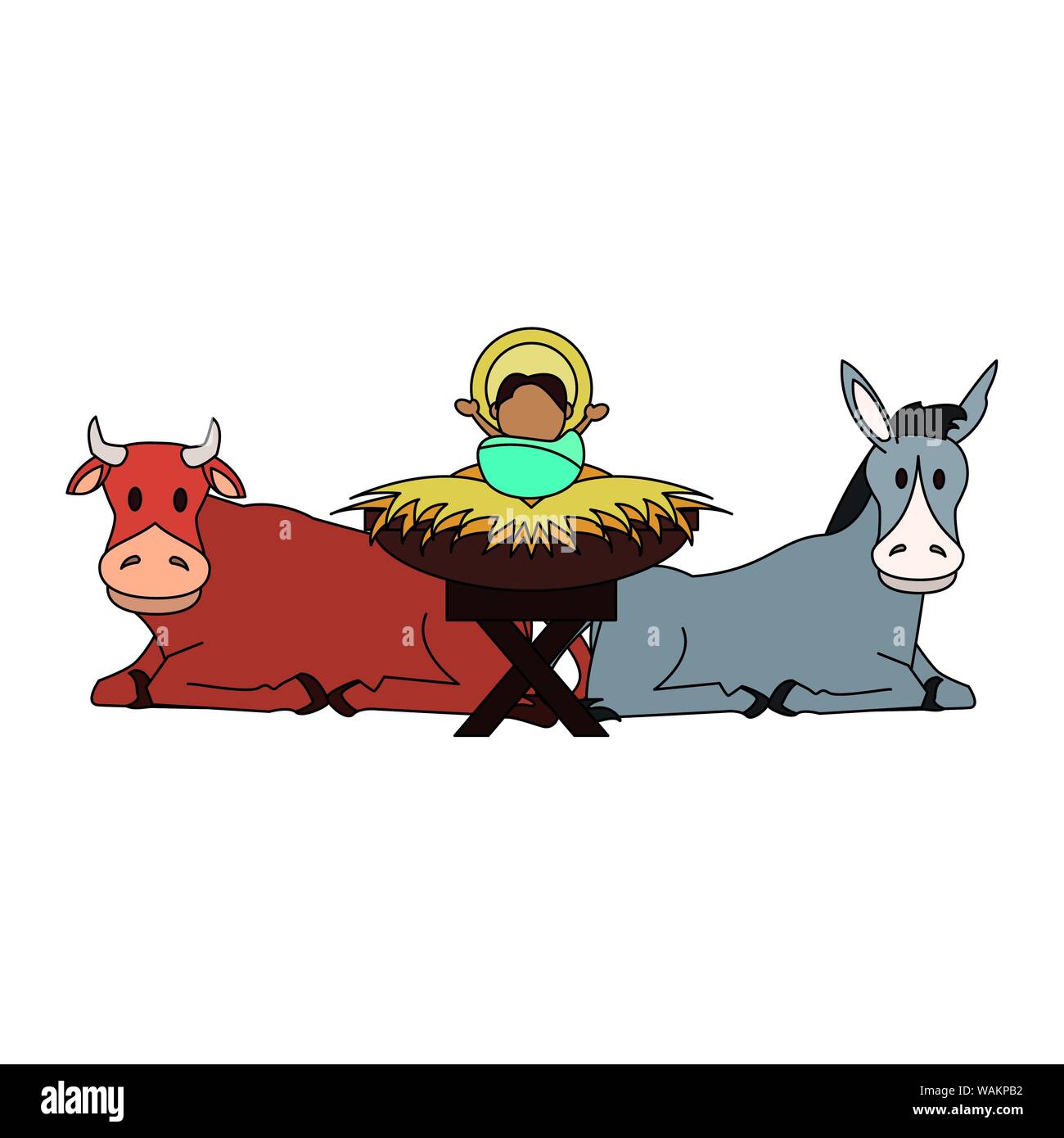 merry christmas nativity christian cartoon Stock Vector Image & Art - Alamy