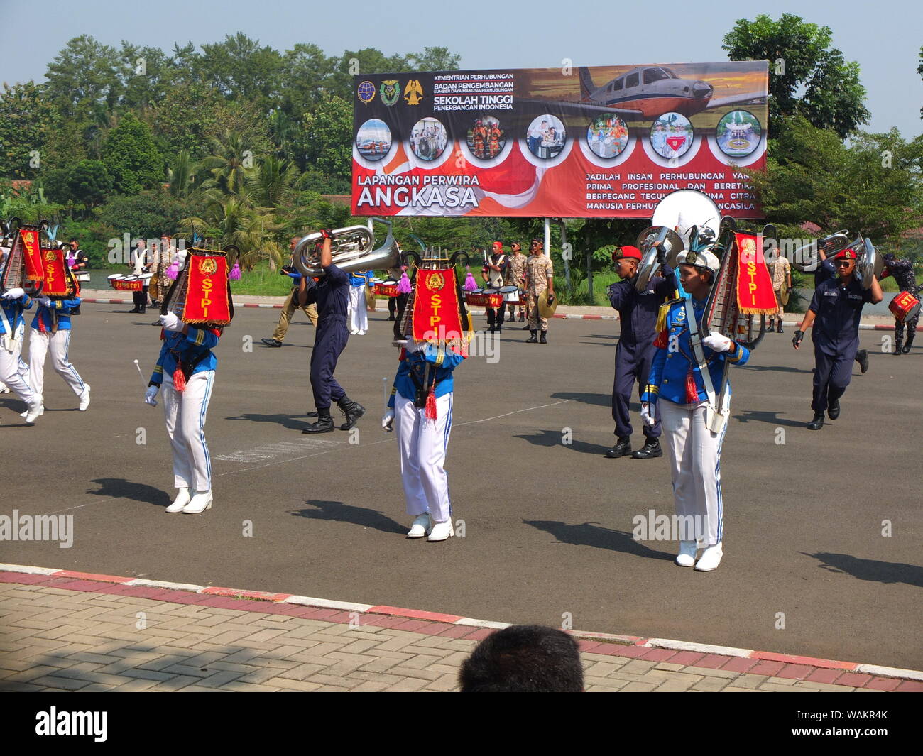 marching band attractions during the 74th anniversary of Indonesia's ...