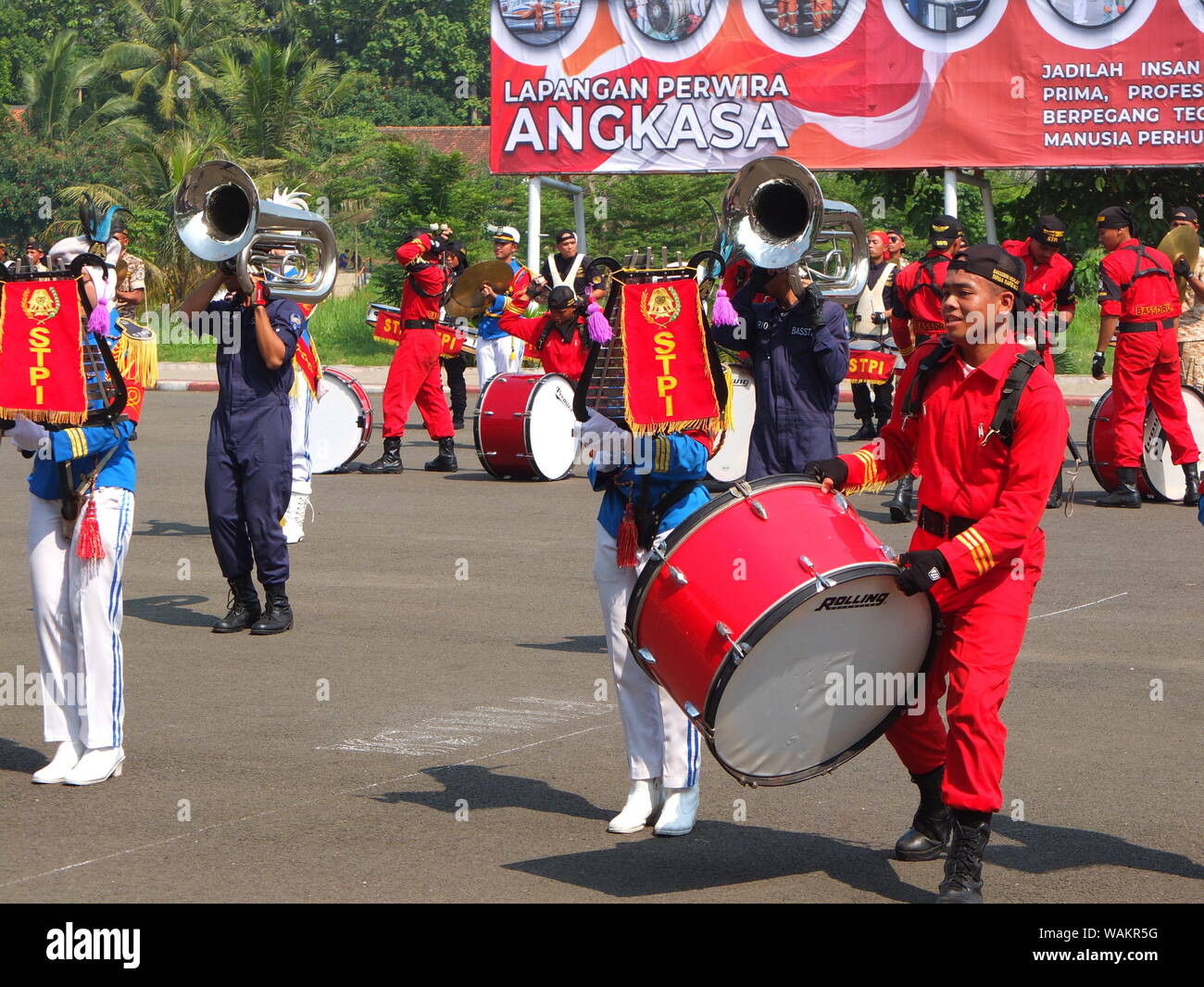 marching band attractions during the 74th anniversary of Indonesia's ...
