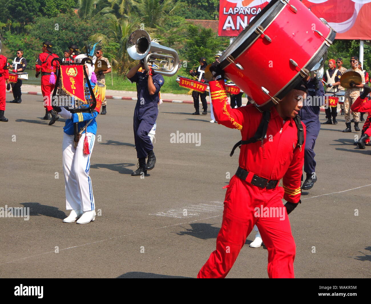 marching band attractions during the 74th anniversary of Indonesia's ...