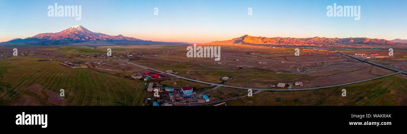 Aerial view of Mount Ararat, Agri Dagi. The highest mountain in Turkey ...